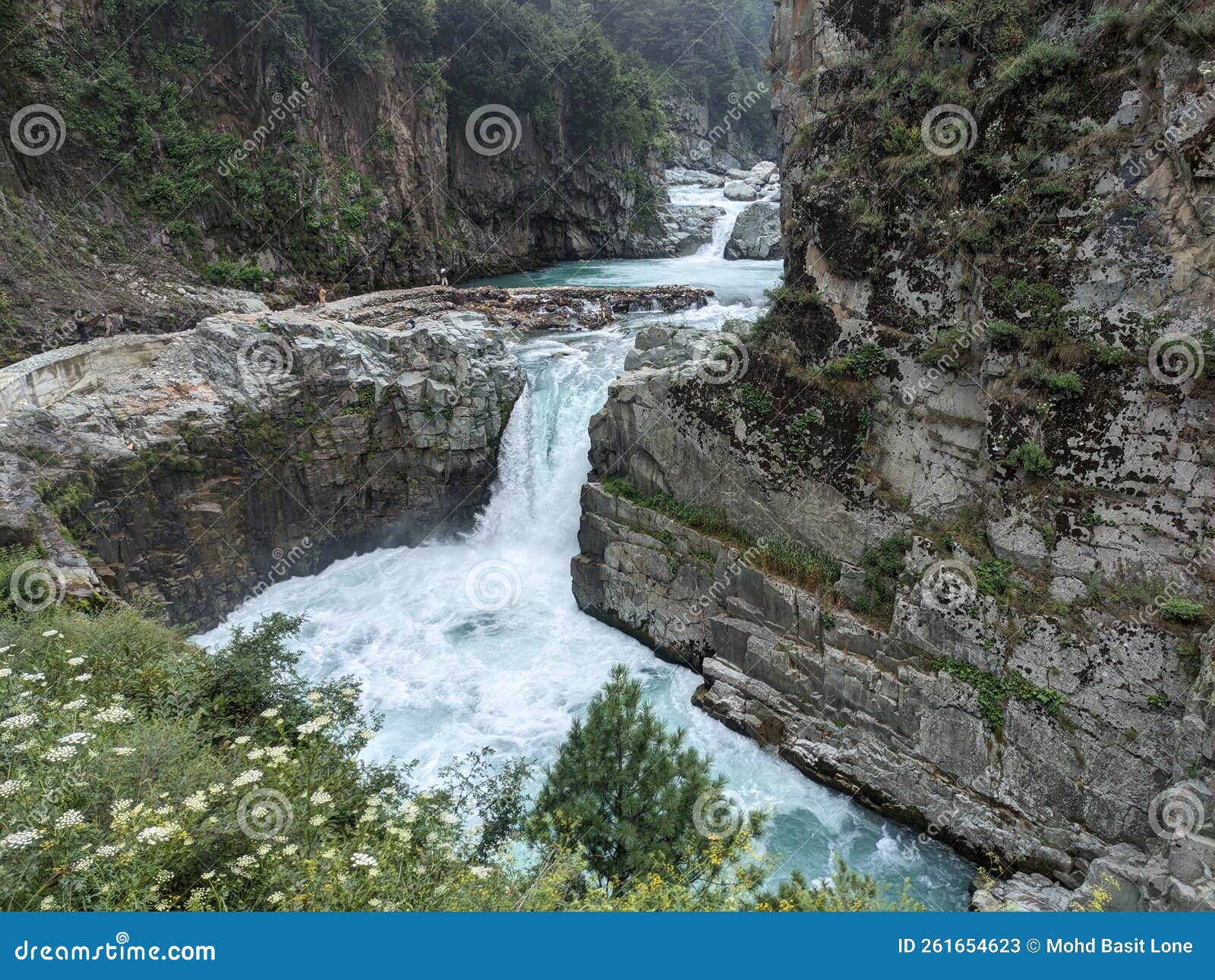 A Beautiful View of Aharbal Waterfall in Kashmir. Stock Image - Image ...