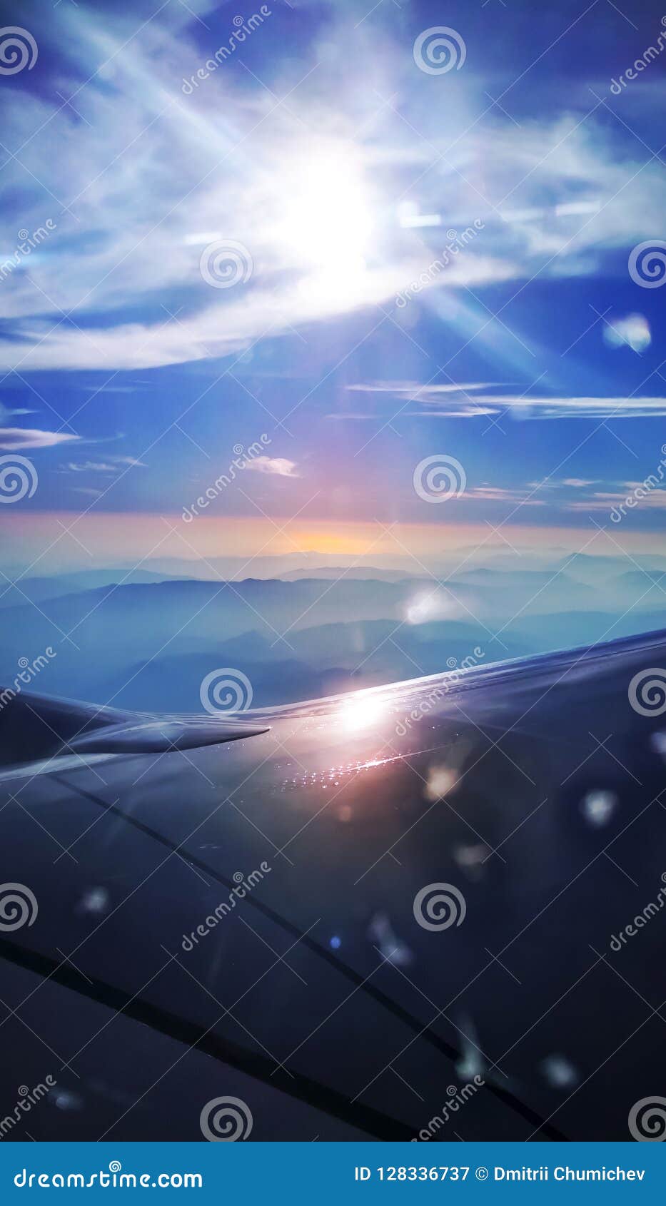 A Beautiful View from the Airplane Window at Sunset Stock Image - Image ...