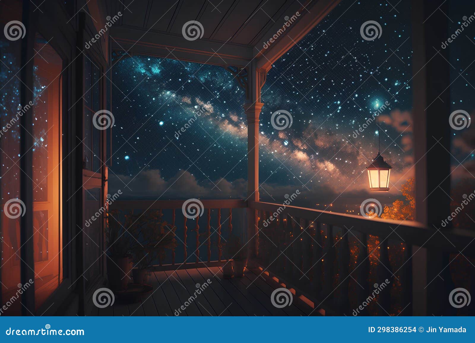 Beautiful View from the Balcony on the Night Sky Full of Stars. Stock ...