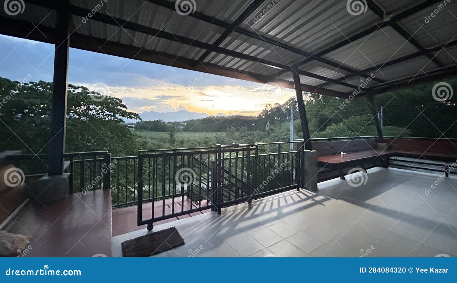 Beautiful View of the Balcony at Sunrise from the Terrace. Stock Photo ...
