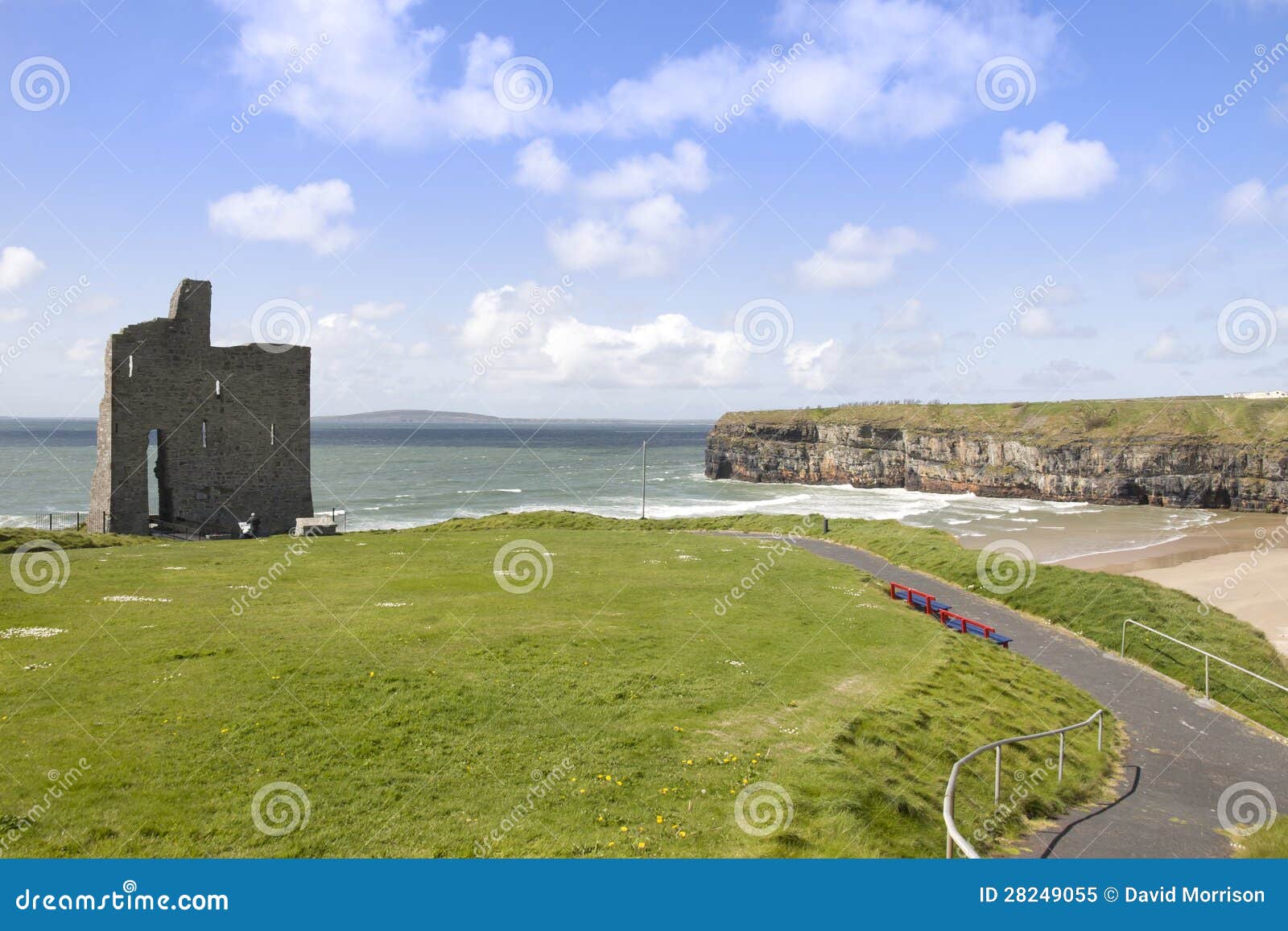 Beautiful View of Ballybunion Cliffs Castle and Beach Stock Image ...