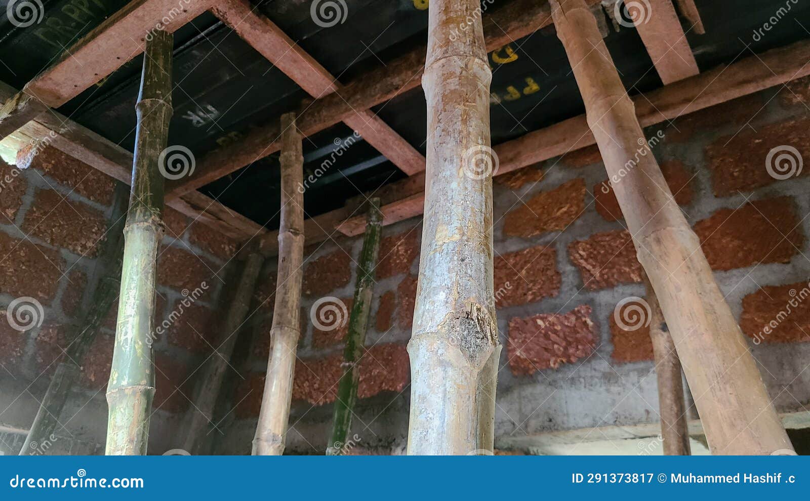 Close Up View of Bamboo Scaffolding. Stock Image - Image of house, site ...