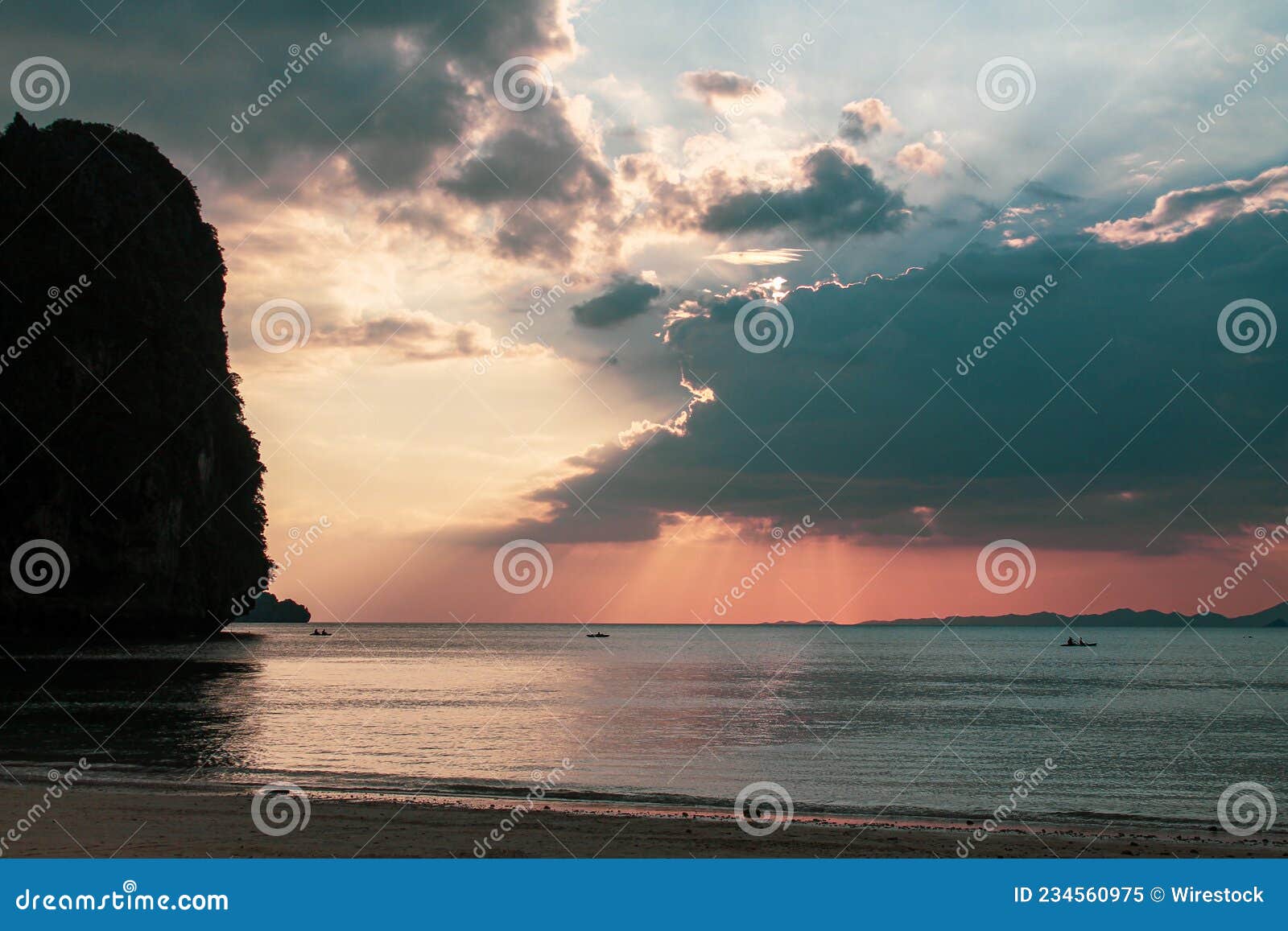 Beautiful View of the Beach with High Rock Stock Image - Image of ...