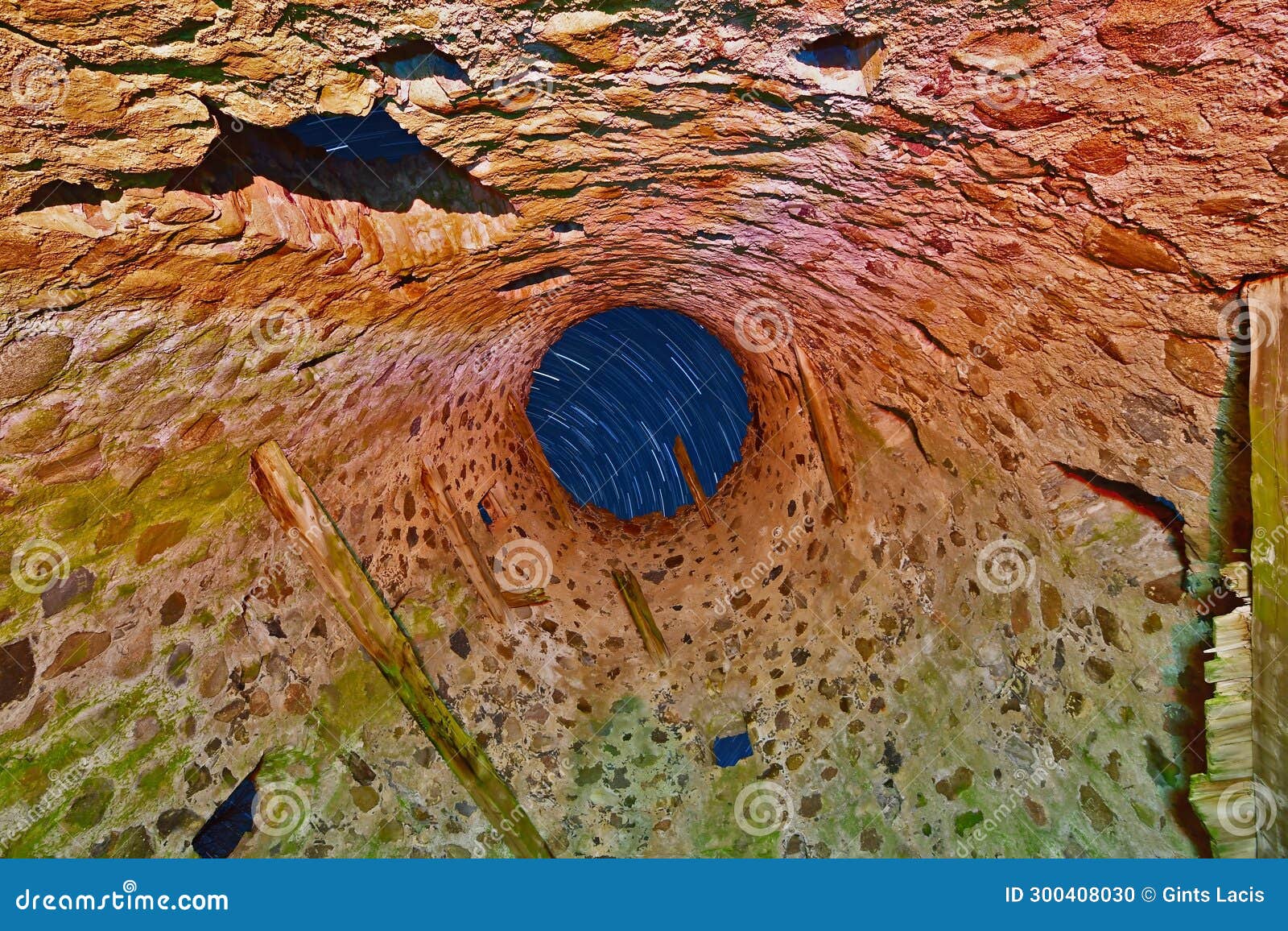 A Beautiful View from Below of the Night Sky from the Inside of an ...