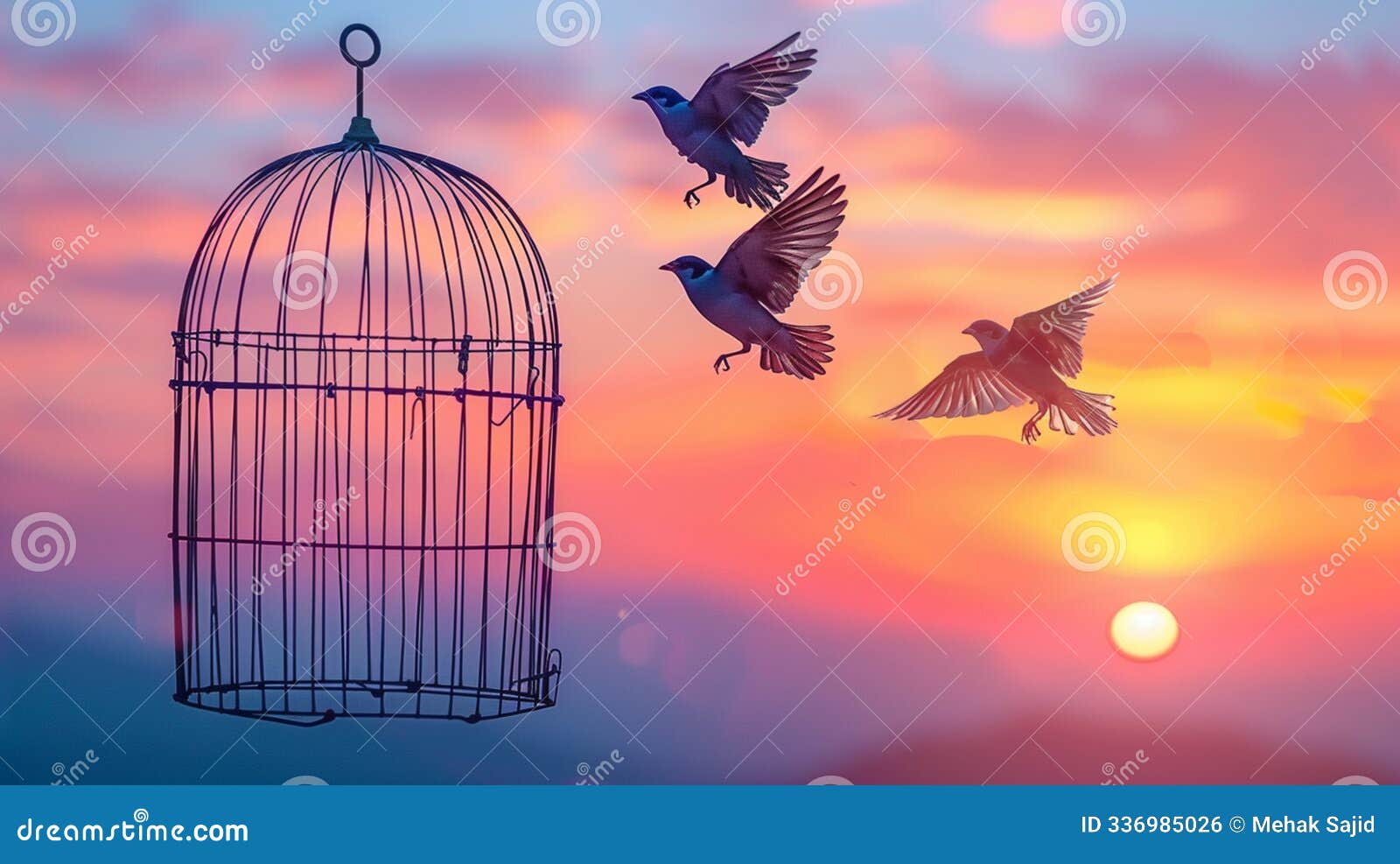 Beautiful View of Birds Flying from a Cage in Gurudev Aftab Stock Photo ...