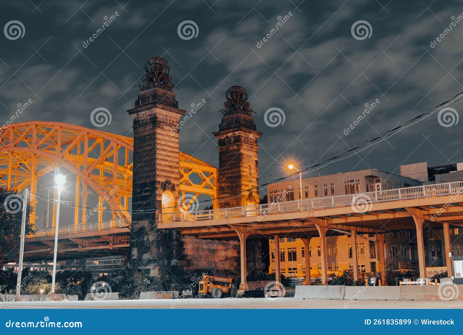 Beautiful View of a Bridge with Lights during Nighttime Stock Image ...