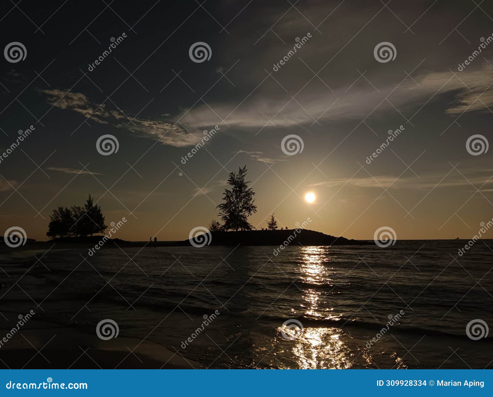 Beautiful View with Bright Sunset Goes Down Stock Photo - Image of ...