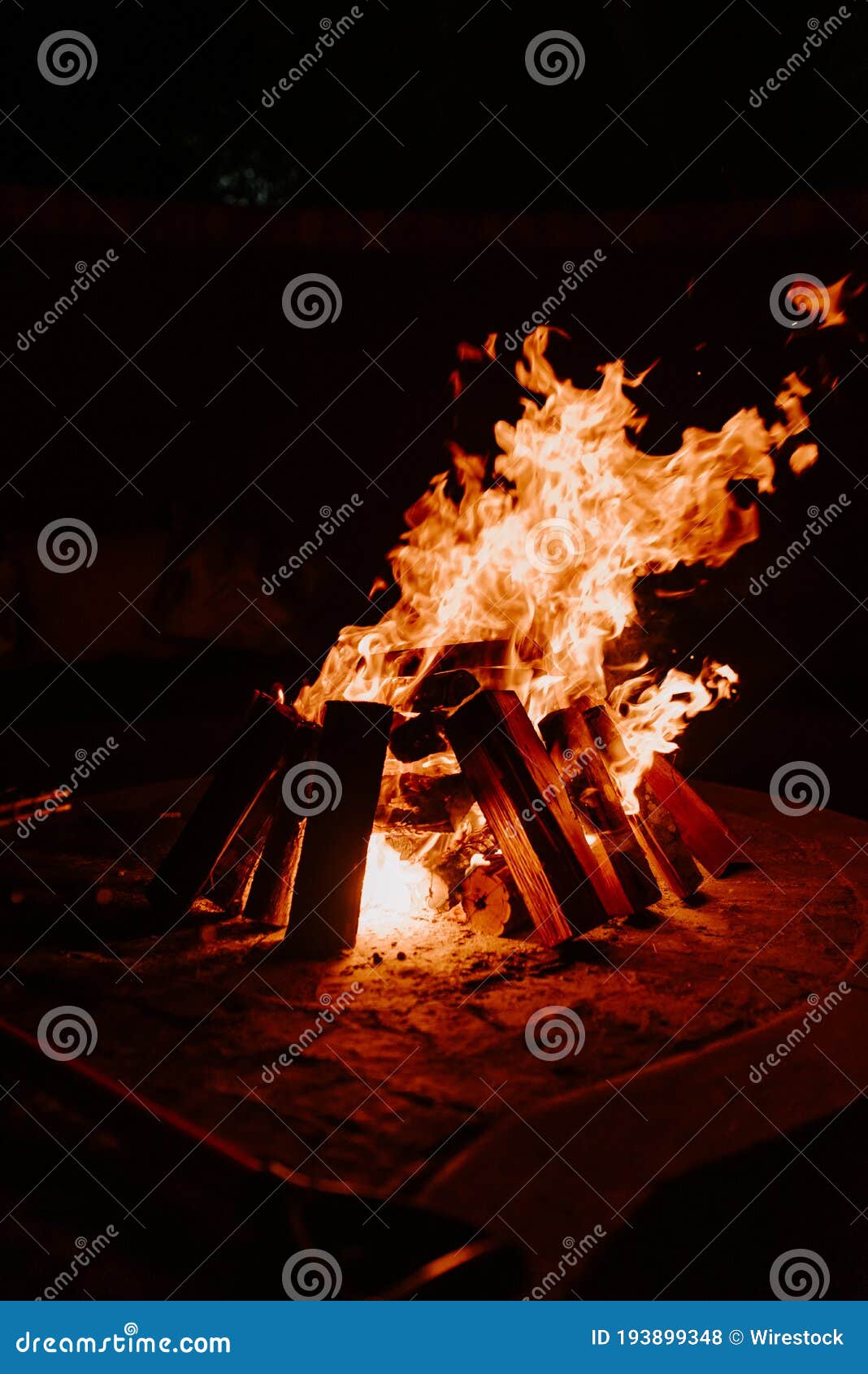 Beautiful View of a Burning Bonfire on Black Background Stock Photo ...