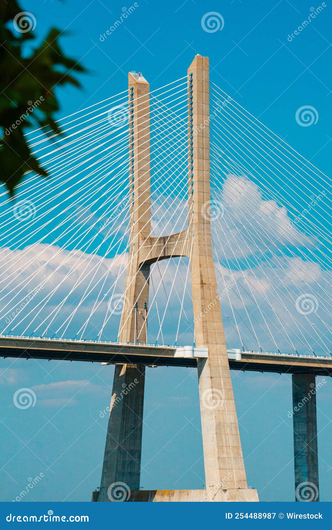 Beautiful View of a Cable-stayed Bridge with a Clear Sky Background ...