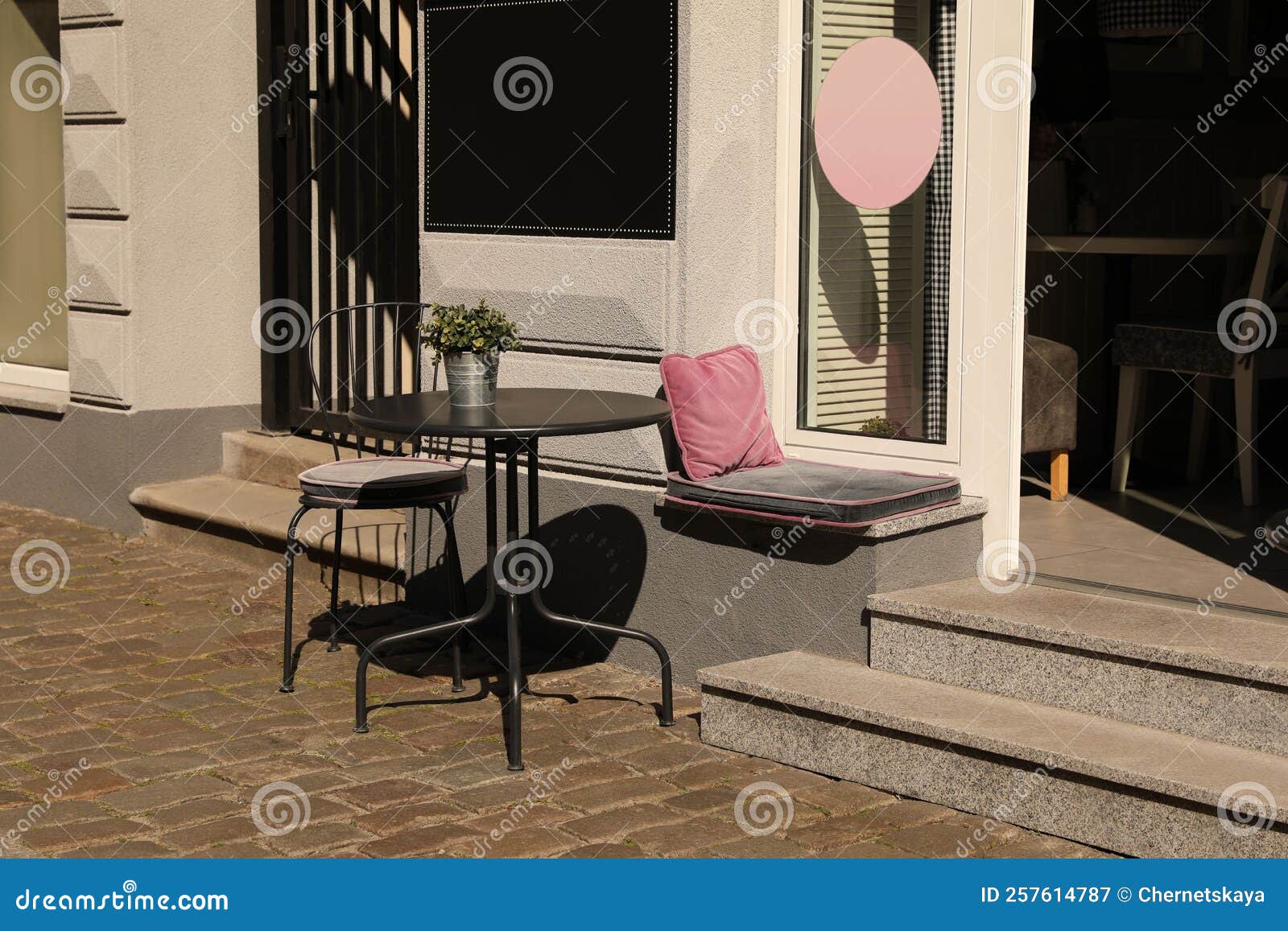 Beautiful View of Cafe with Outdoor Seating Stock Image - Image of ...