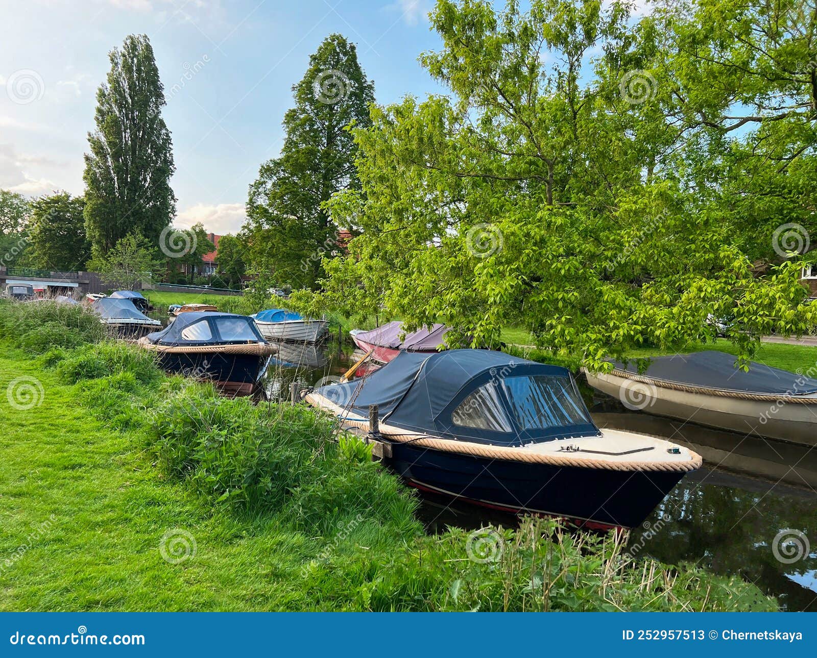 Beautiful View of Canal with Different Boats Stock Image - Image of ...