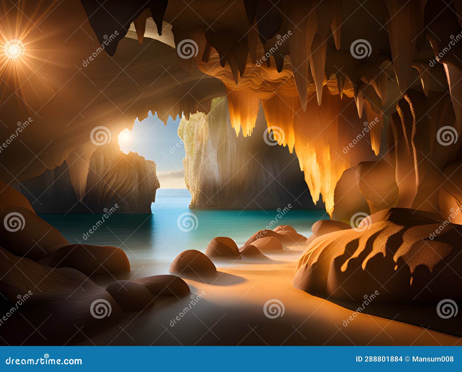Beautiful View of the Cave, Ai Generated Stock Illustration ...