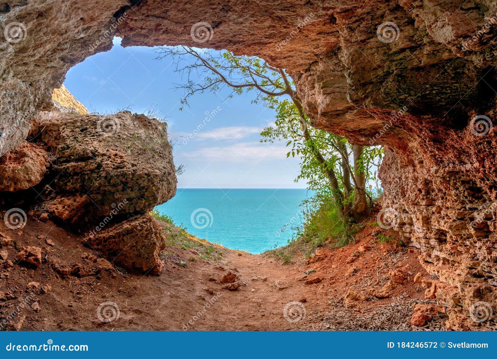 Beautiful View from a Cave Towards the Black Sea Stock Photo - Image of ...