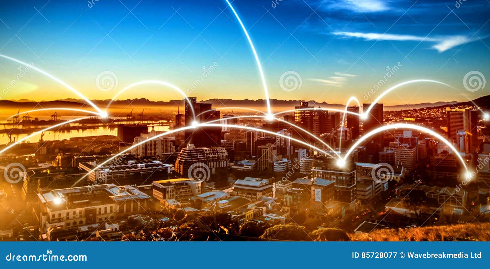 Beautiful View of City Skyline Stock Image - Image of call, clouds ...