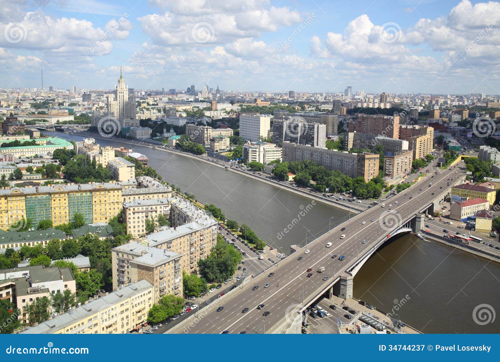 Beautiful View of the Cityscape with Bridge and River Stock Image ...