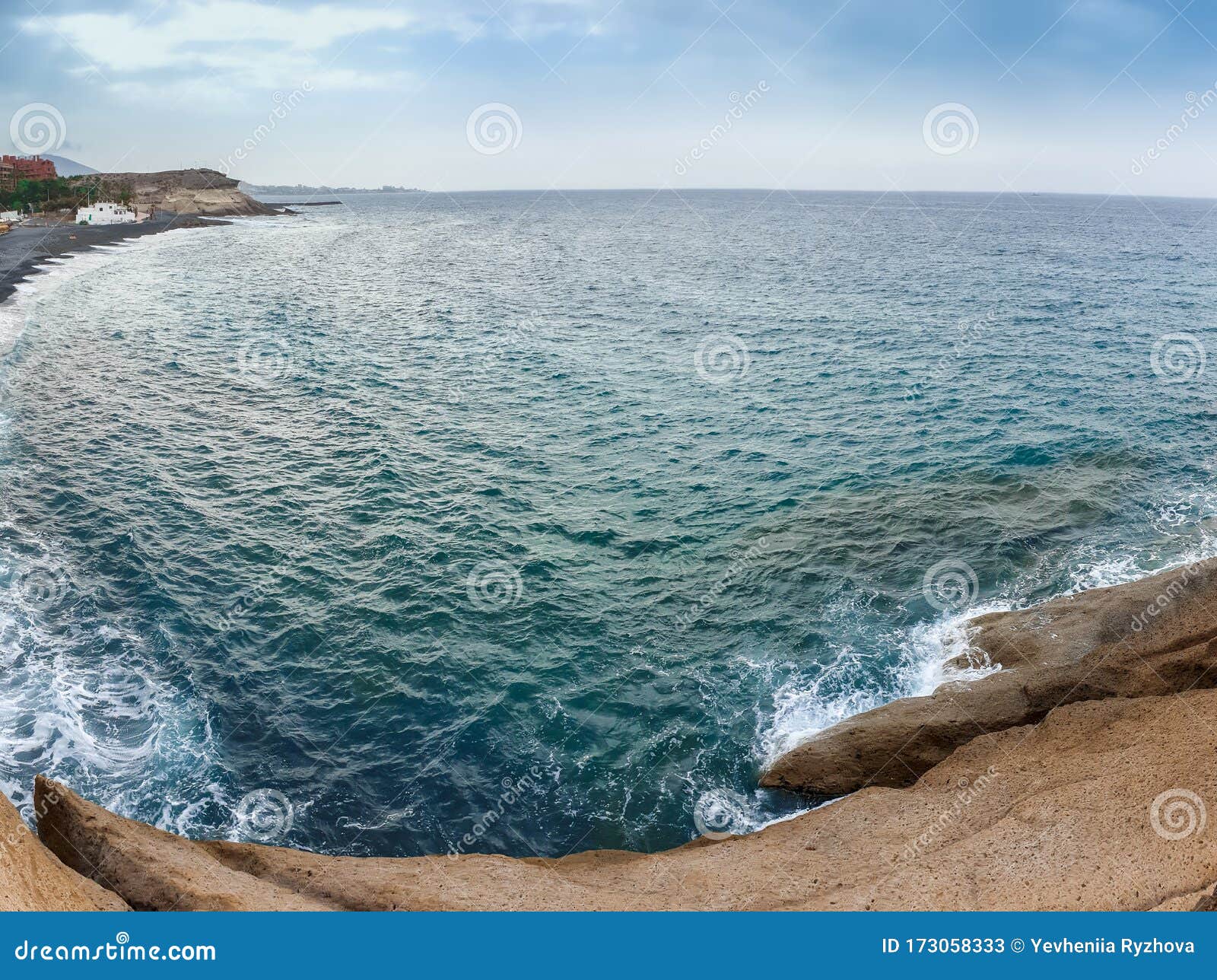 Beautiful View from the Cliff on Ocean Harbour and Beach Stock Image ...