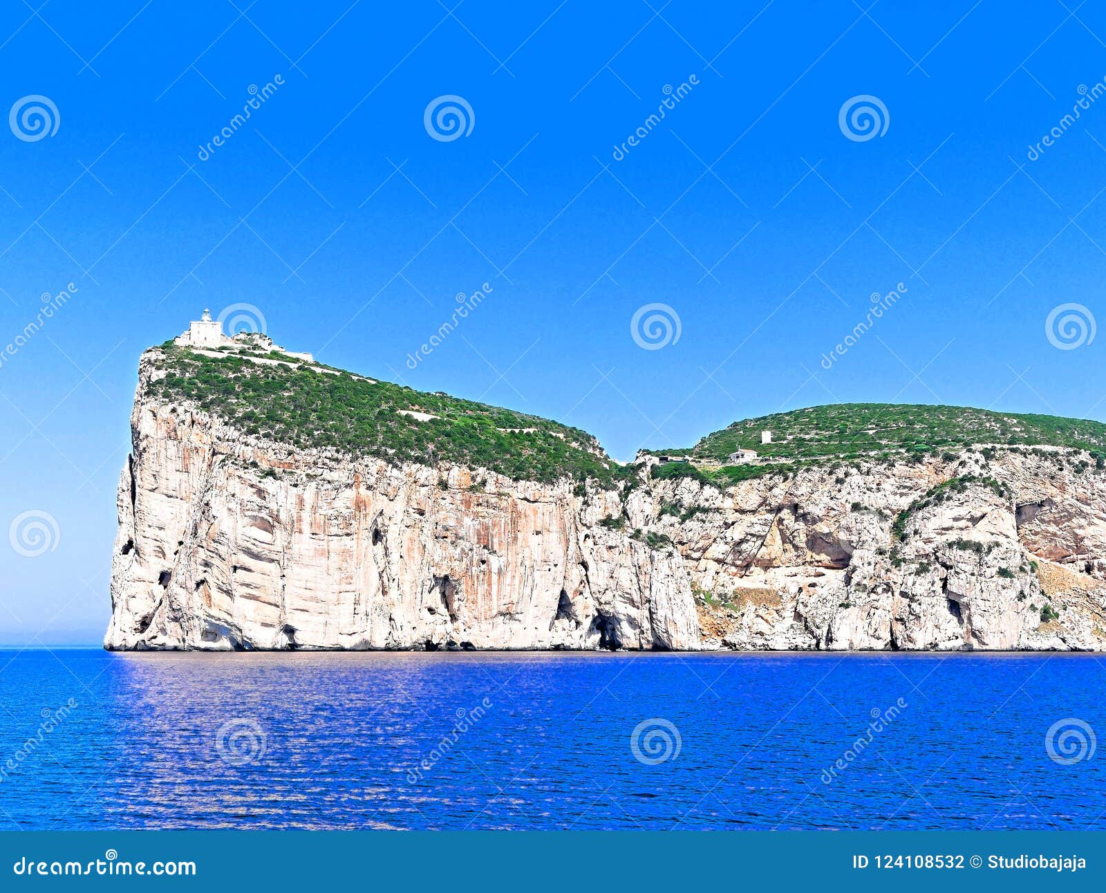 A Beautiful View of the Cliffs with the Lighthouse Capo Caccia ...