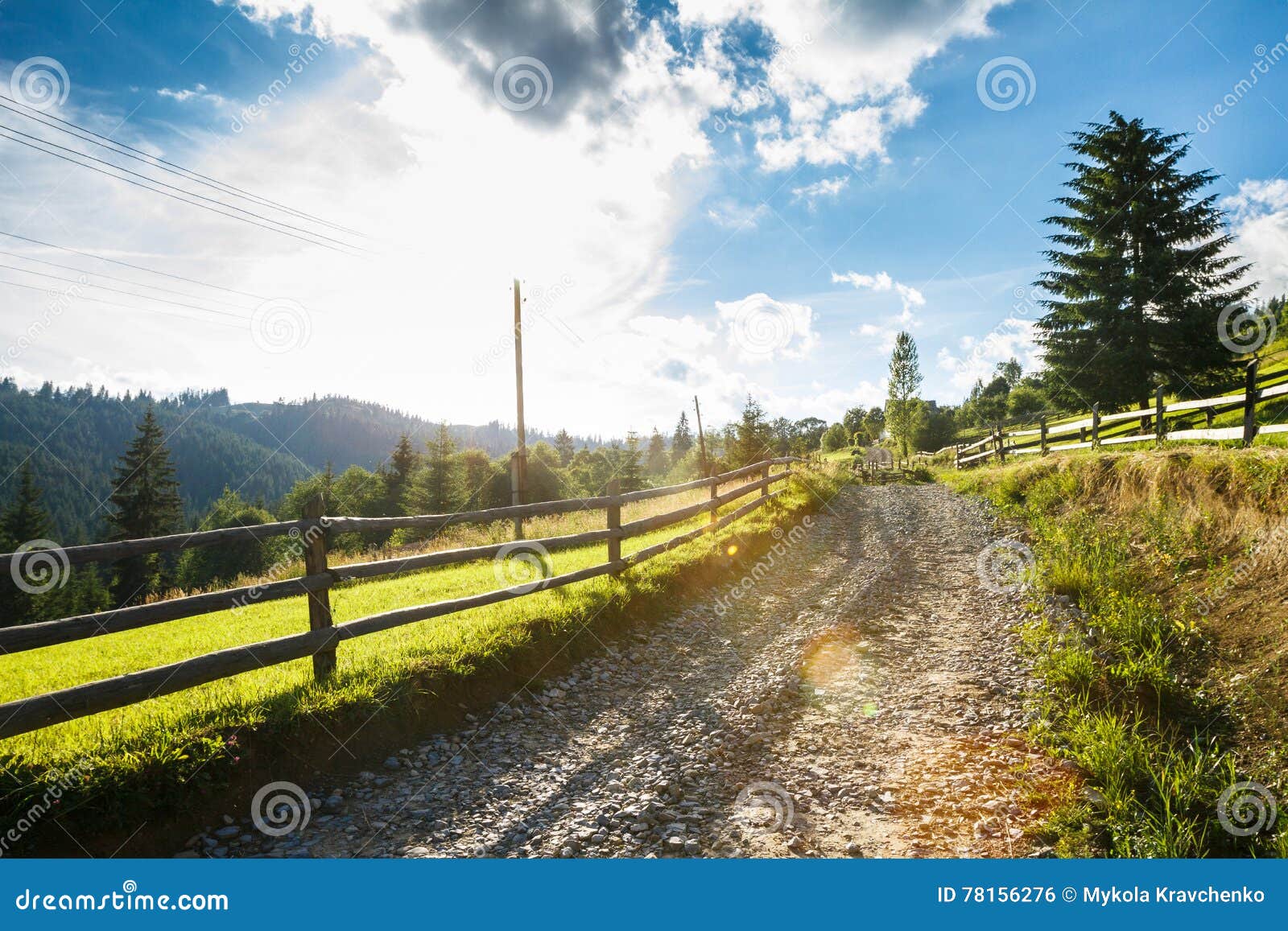 Beautiful View of Countryside Road. Mountains Background Stock Photo ...