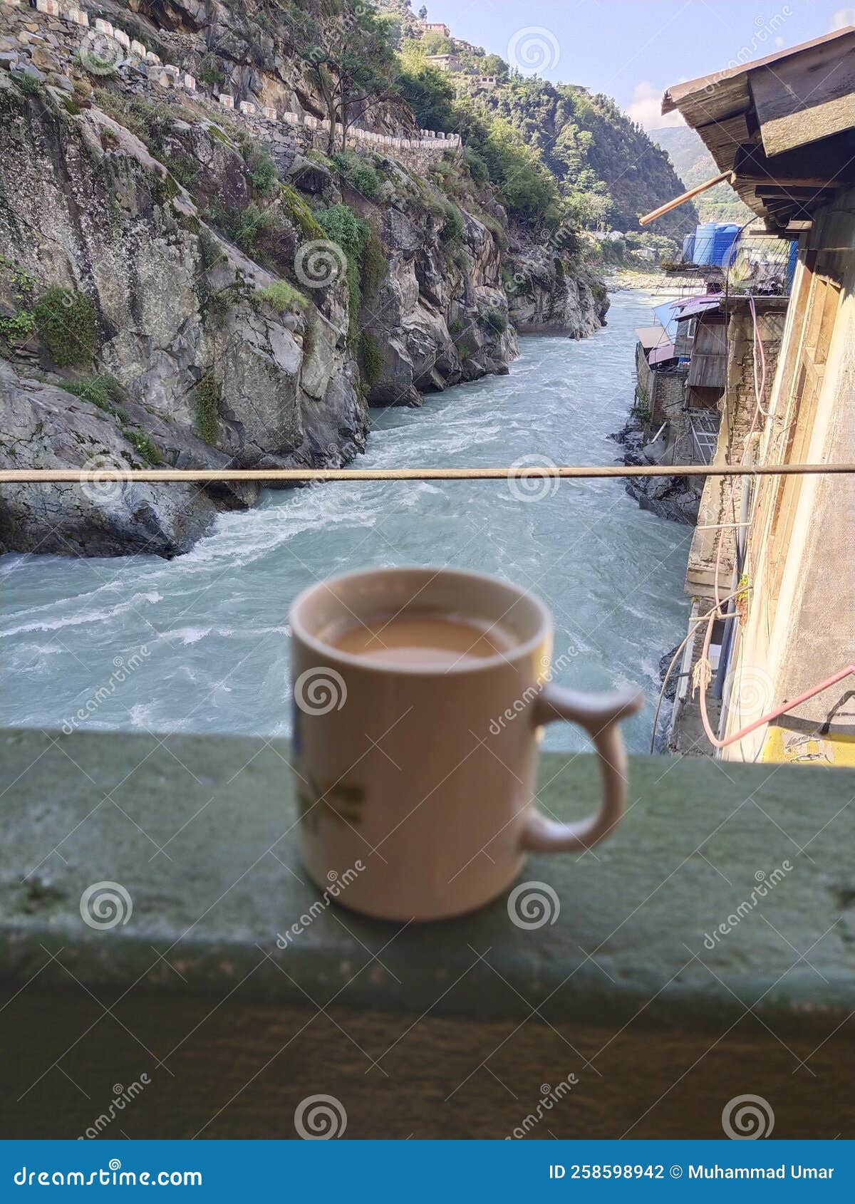 Beautiful View Cup of Tea and Running Water. Stock Photo - Image of ...