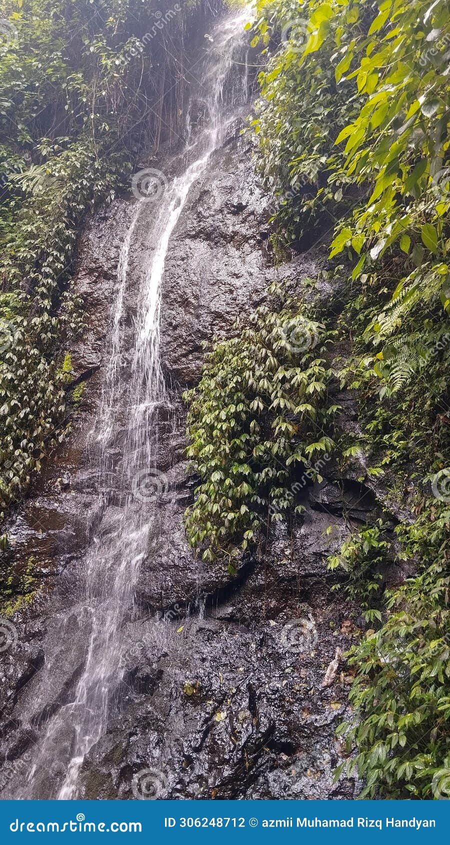 Beautiful View from Curug Putri Waterfall Stock Photo - Image of rain ...