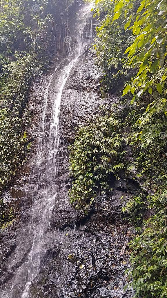 Beautiful View from Curug Putri Waterfall Stock Photo - Image of rain ...