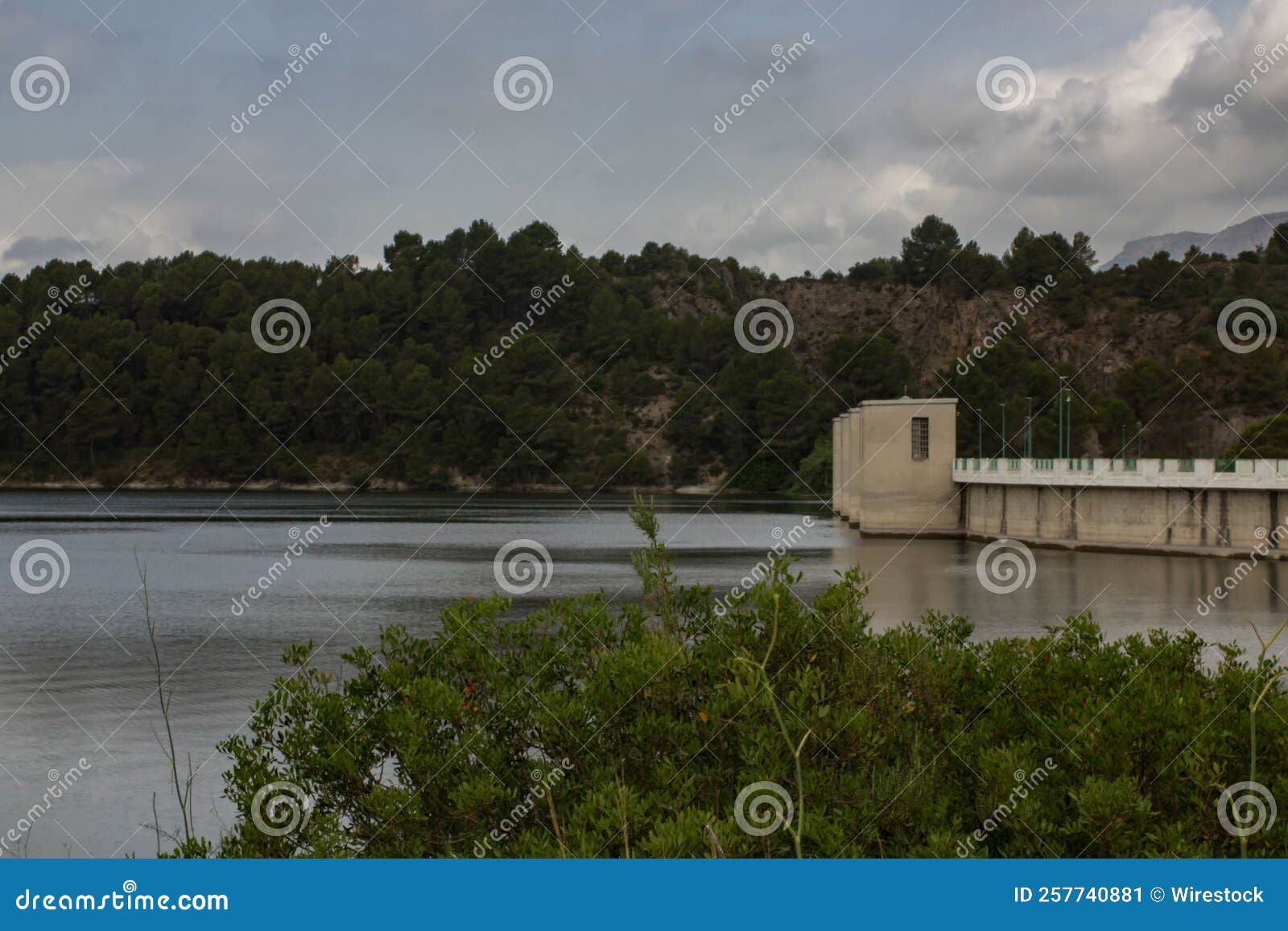 Beautiful View of a Dam Surrounded by Green Nature Stock Image - Image ...
