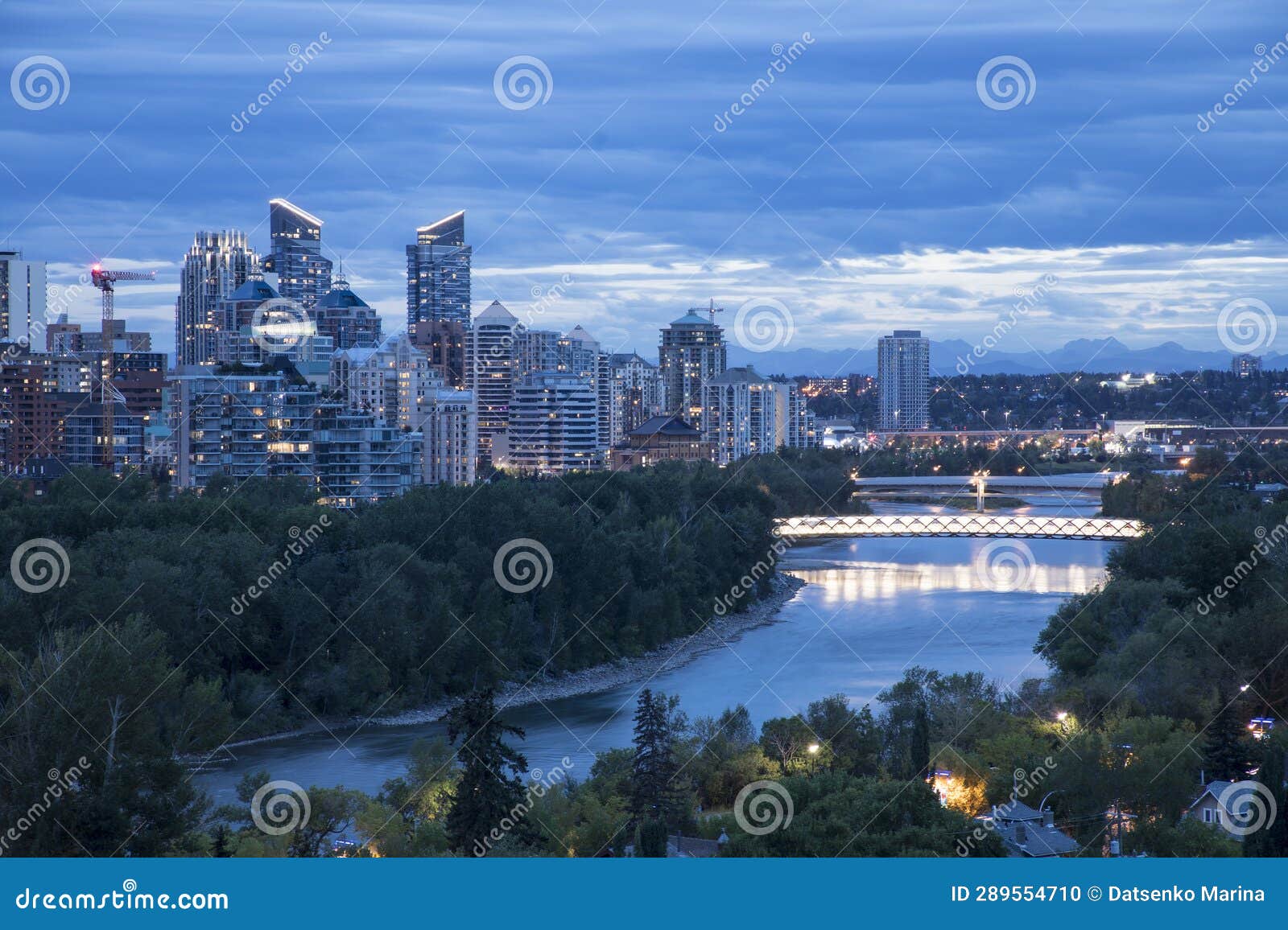Beautiful View of the Downtown in Calgary Stock Photo - Image of night ...