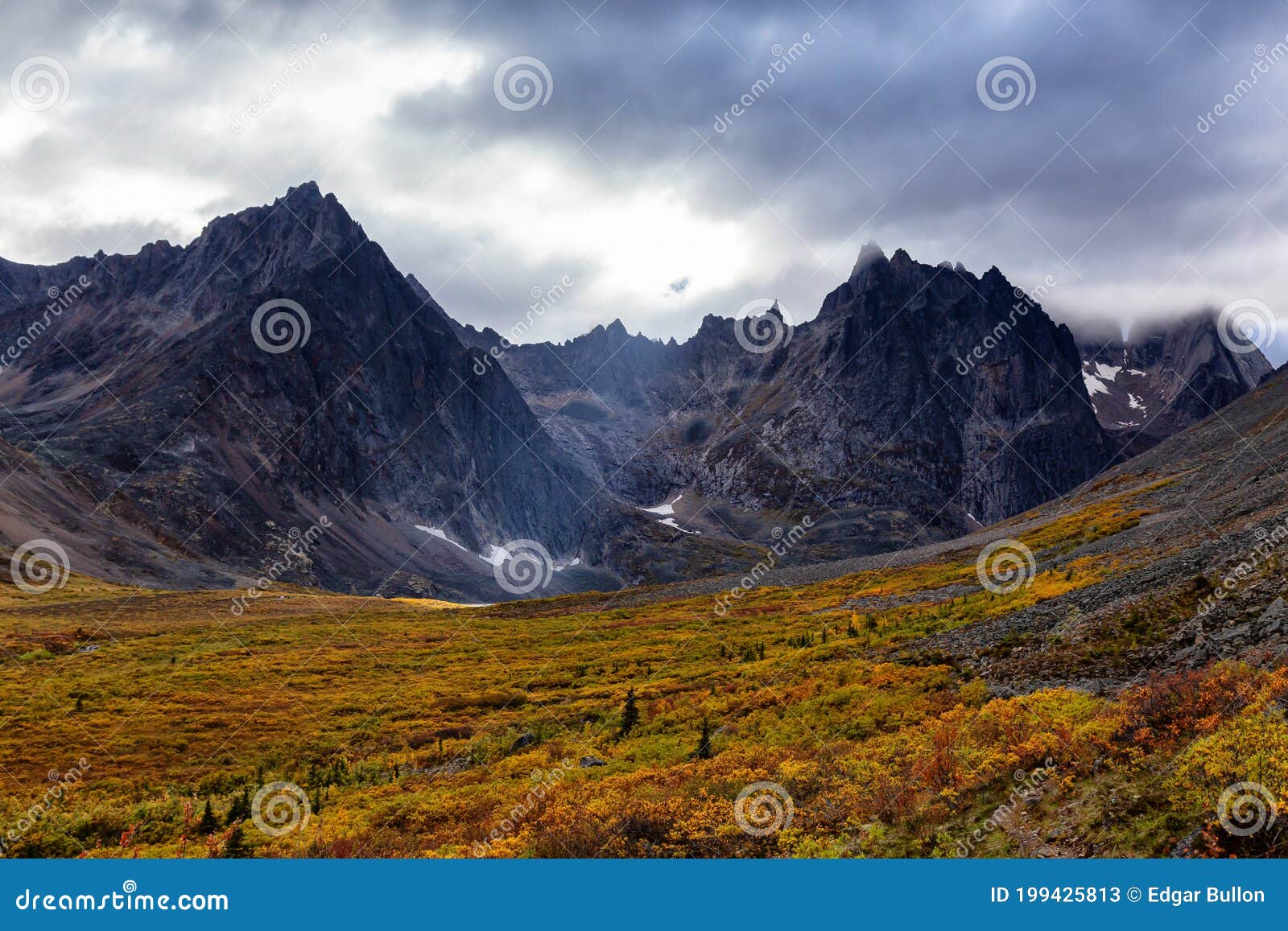 Beautiful View of Dramatic Mountains and Valley during Fall Stock Image ...