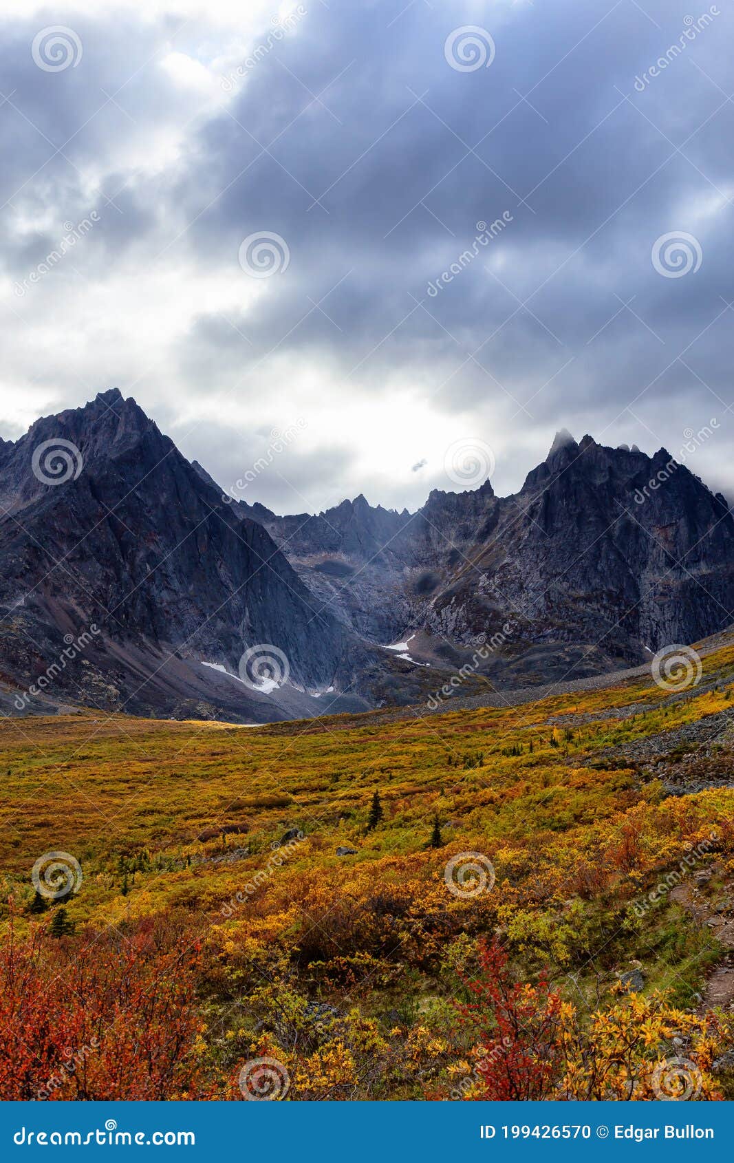 Beautiful View of Dramatic Mountains and Valley during Fall Stock Photo ...