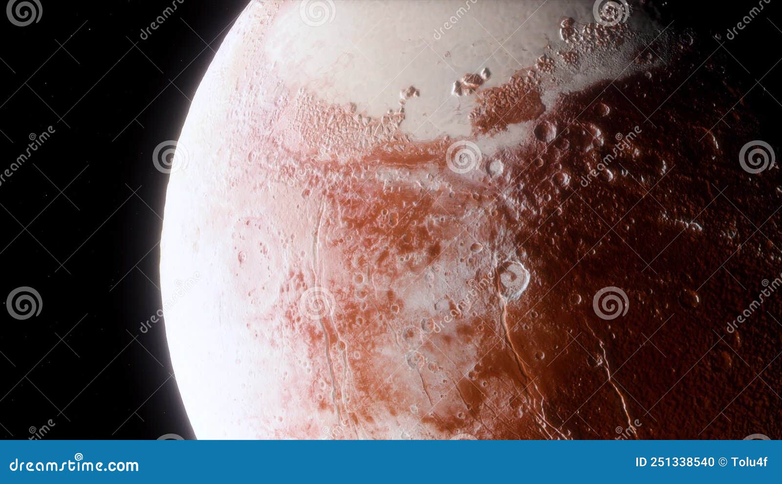 Beautiful View of Dwarf Planet Pluto from Space. Cinematic Animation of ...