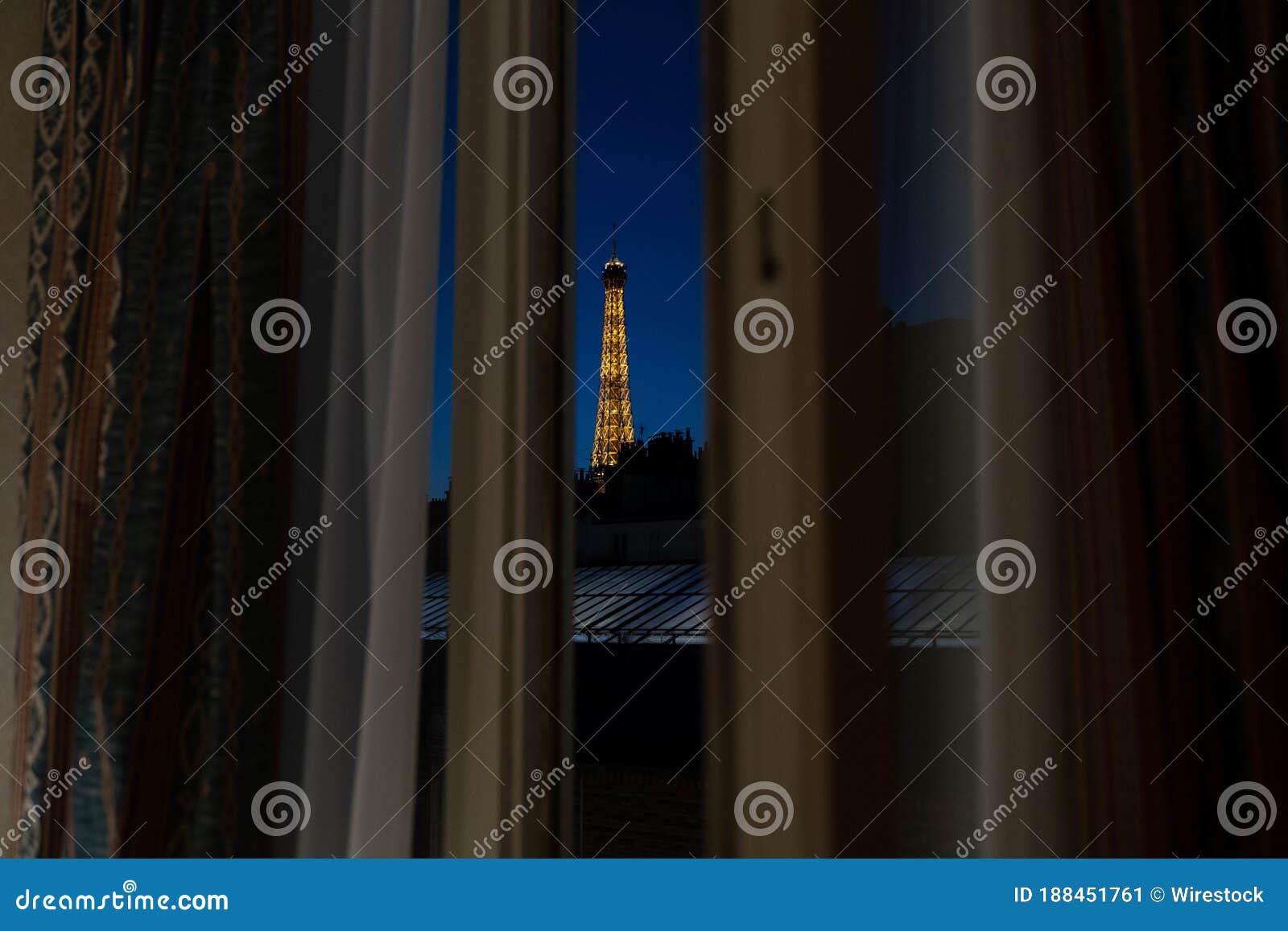 Beautiful View of the Eiffel Tower at Nighttime Captured from the ...