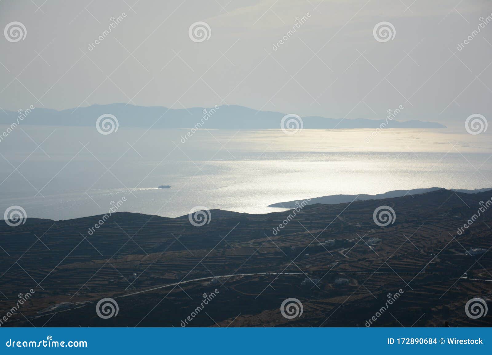 Beautiful View of the Fields Near the Ocean Under the Blue Sky Stock ...