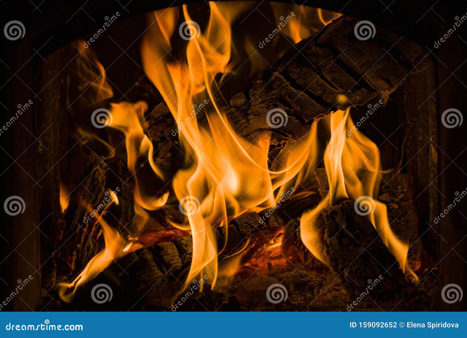Fire Burning Bright Flame on a Dark Background Stock Photo - Image of ...