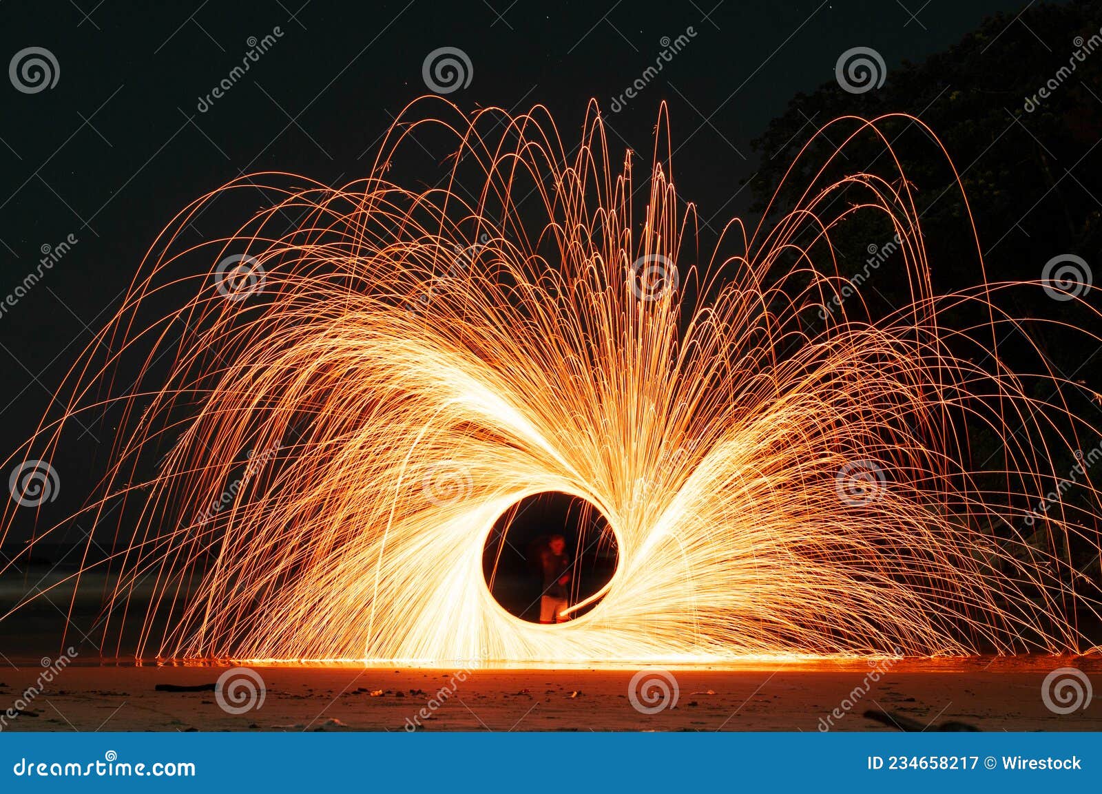 Beautiful View of Fire Sparks - Steel Wool Stock Image - Image of ...