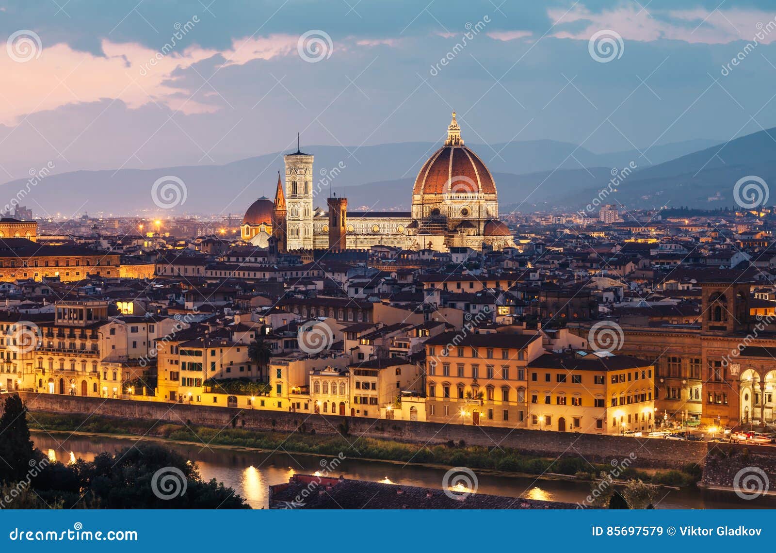 Beautiful View of Florence in Sunset Stock Image - Image of evening ...