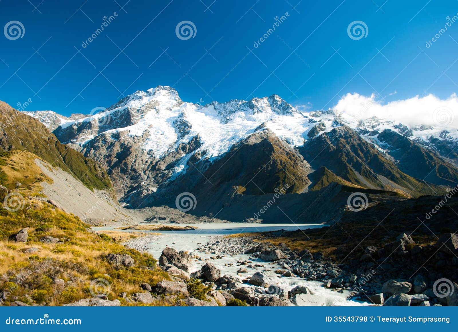Beautiful View and Glacier in Mount Cook National Park, South is Stock ...