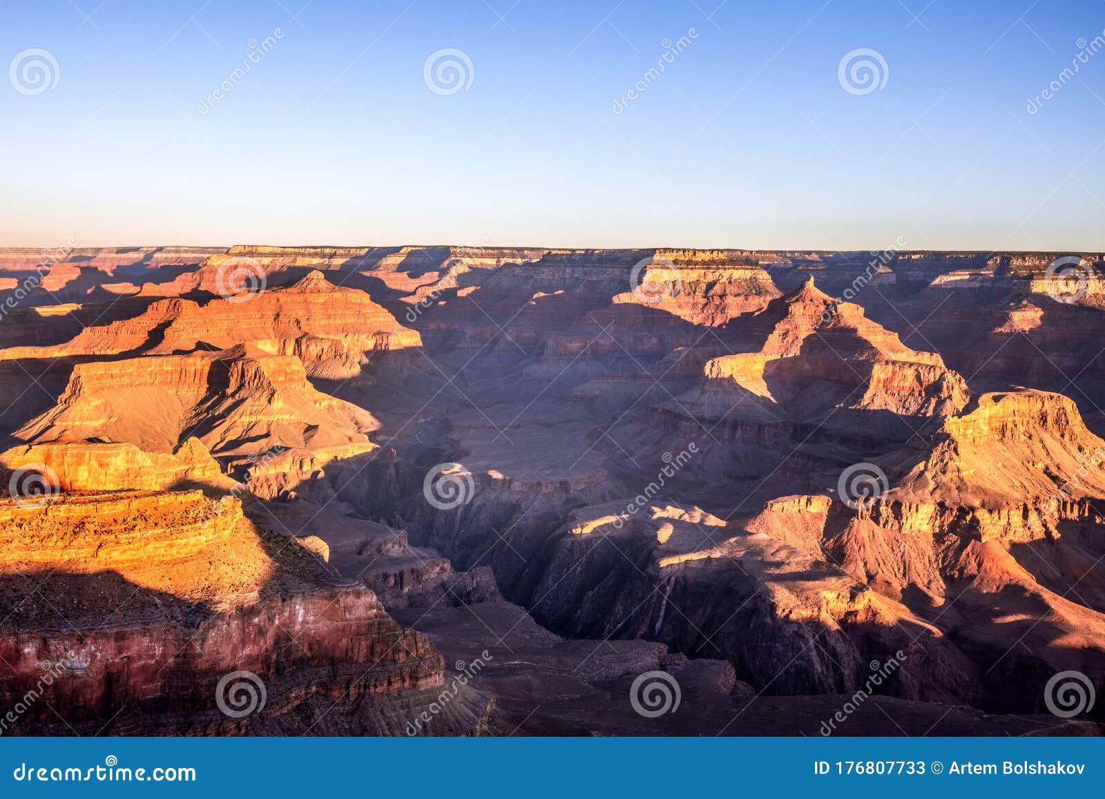 Beautiful View of the Grand Canyon in the Light of the Rising Sun Stock ...