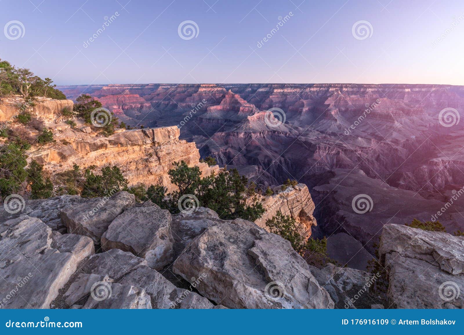 Beautiful View of the Grand Canyon in the Light of the Rising Sun Stock ...