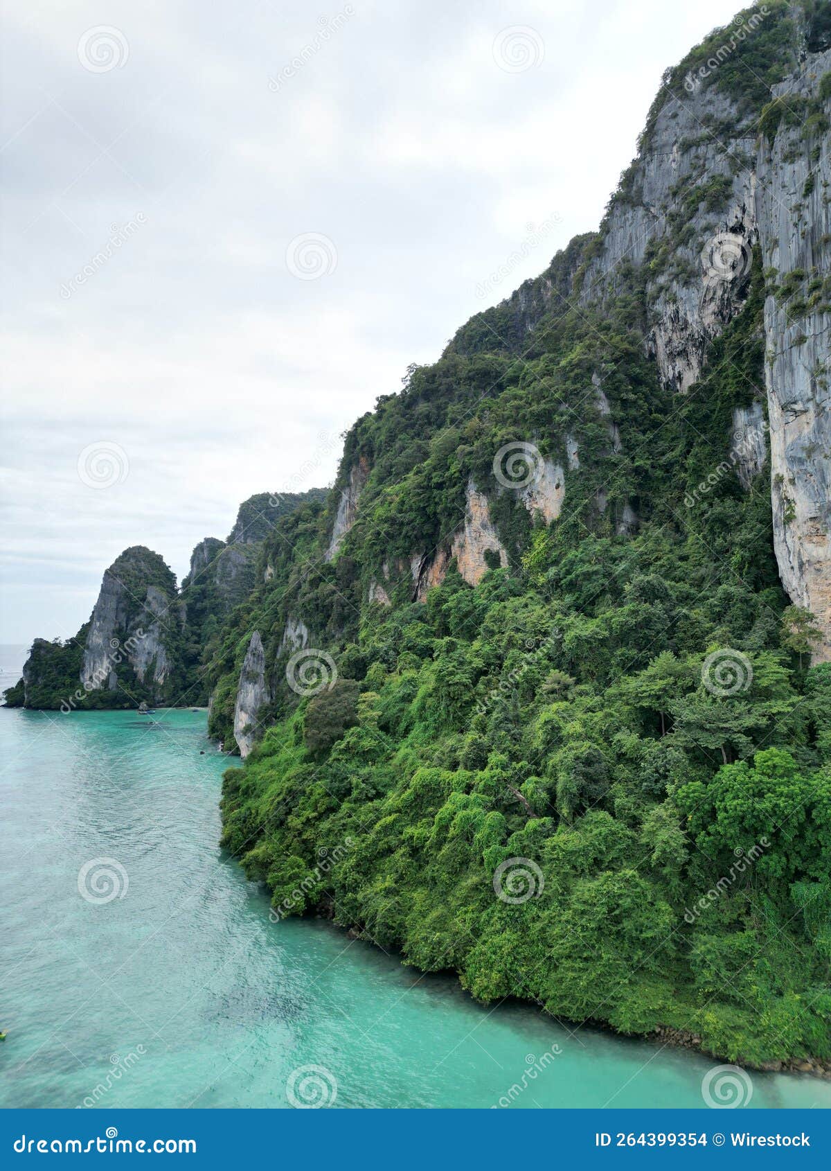 Beautiful View of Green Trees on a Cliff Under the Cloudy Sky Stock ... Beautiful View of Green Trees on a Cliff Under the Cloudy Sky Stock ...