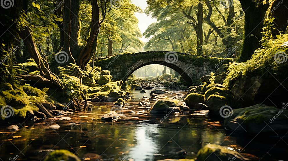 Beautiful View of Greenery and a Bridge in the Forest Stock Image ...