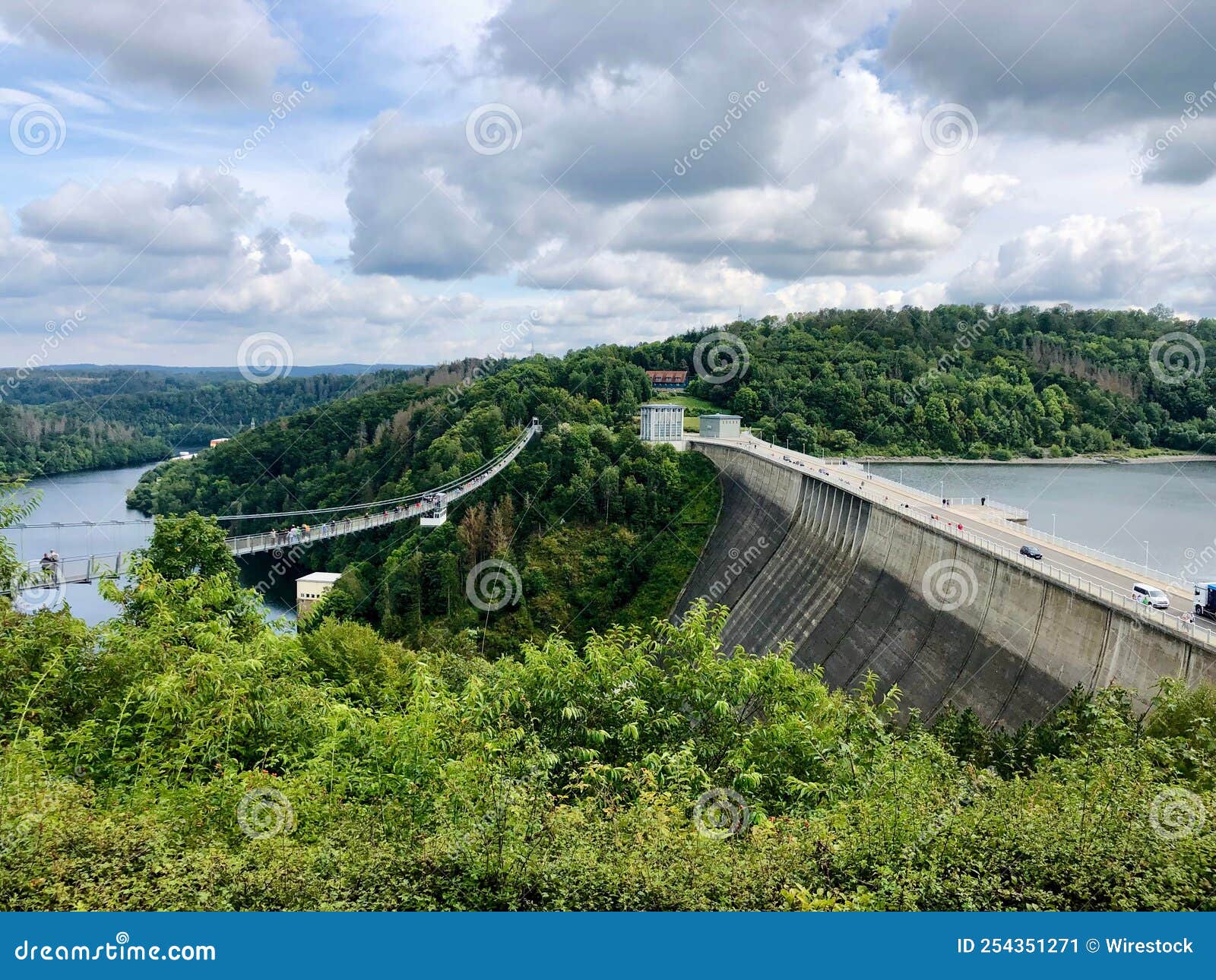 Beautiful View of the Highest Dam in Germany Rappbode Dam with a Bridge ...
