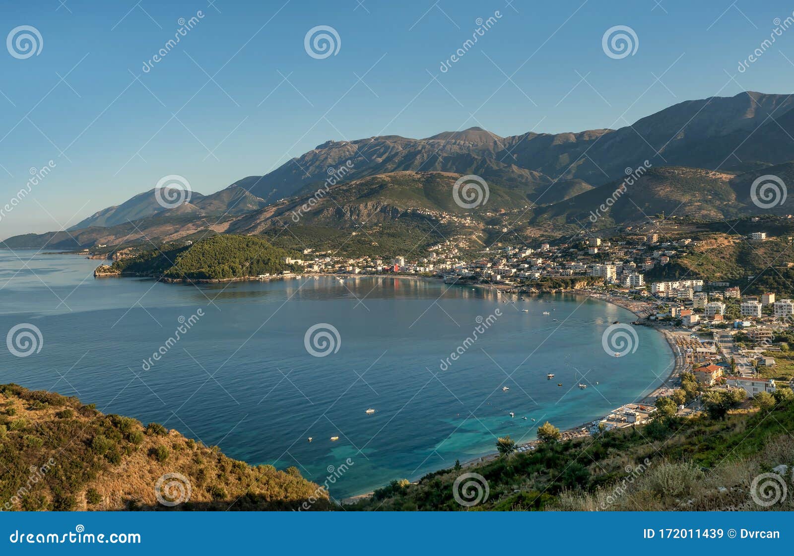 Beautiful View of Himare Town, Albania Stock Image - Image of holiday ...