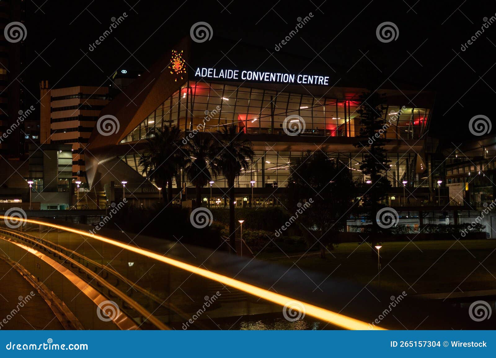 Beautiful View of the Illuminated Adelaide Convention Centre at Night ...
