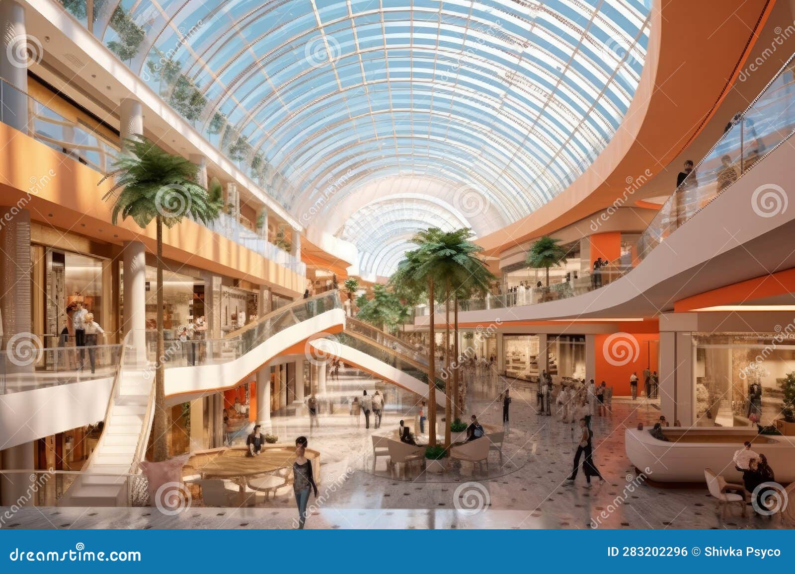 Beautiful View Inside in the Mall Photography Stock Illustration ...
