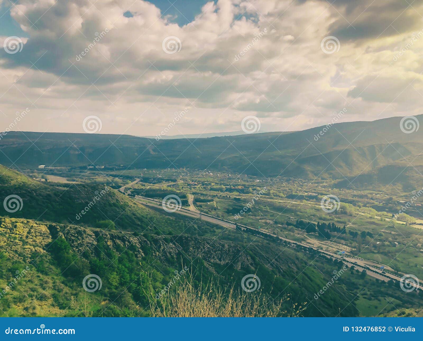 Beautiful View from Jvari Monastery To Town of Mtskheta Stock Photo ...