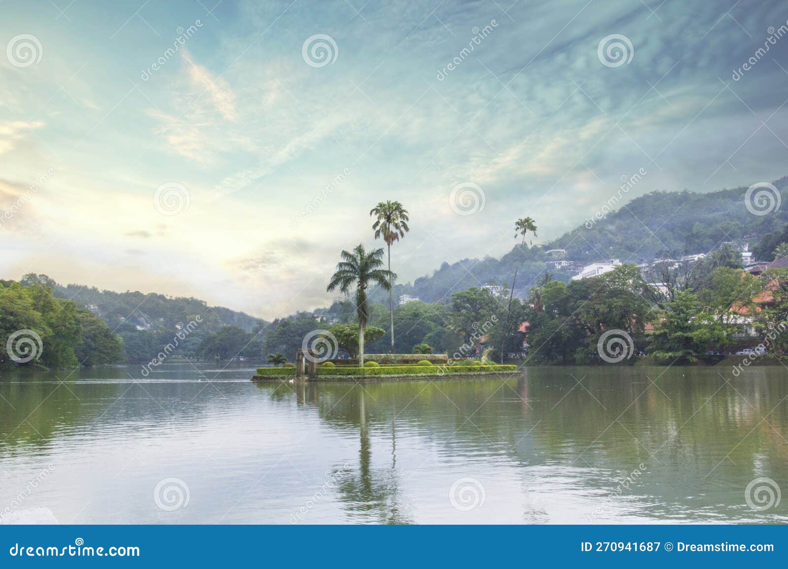 Beautiful View of Kandy Lake in Kandy Stock Image - Image of reflection ...