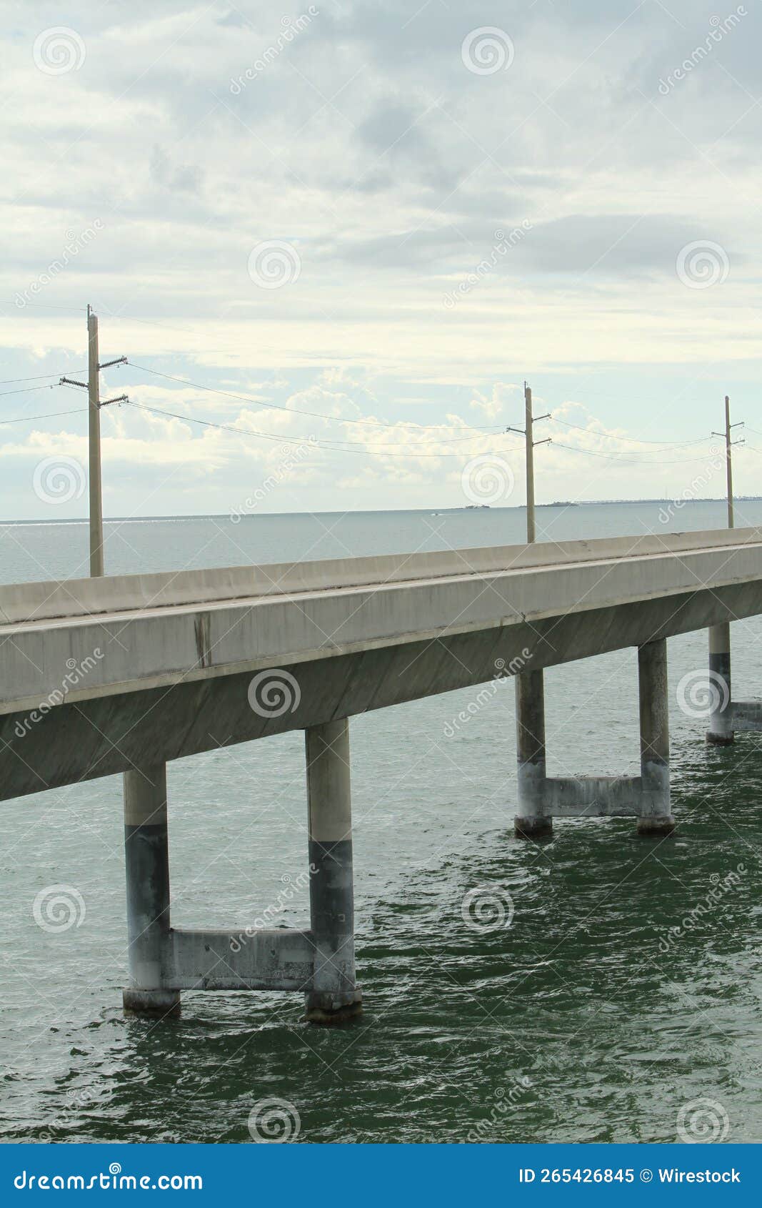 Beautiful View of a Long Road Bridge Over the Ocean Stock Image - Image ...
