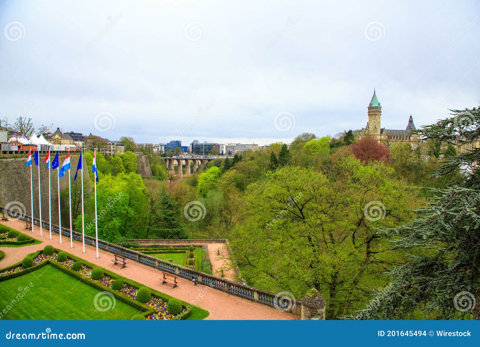Beautiful View of the Luxembourg City Park and a Castle Editorial Stock ...