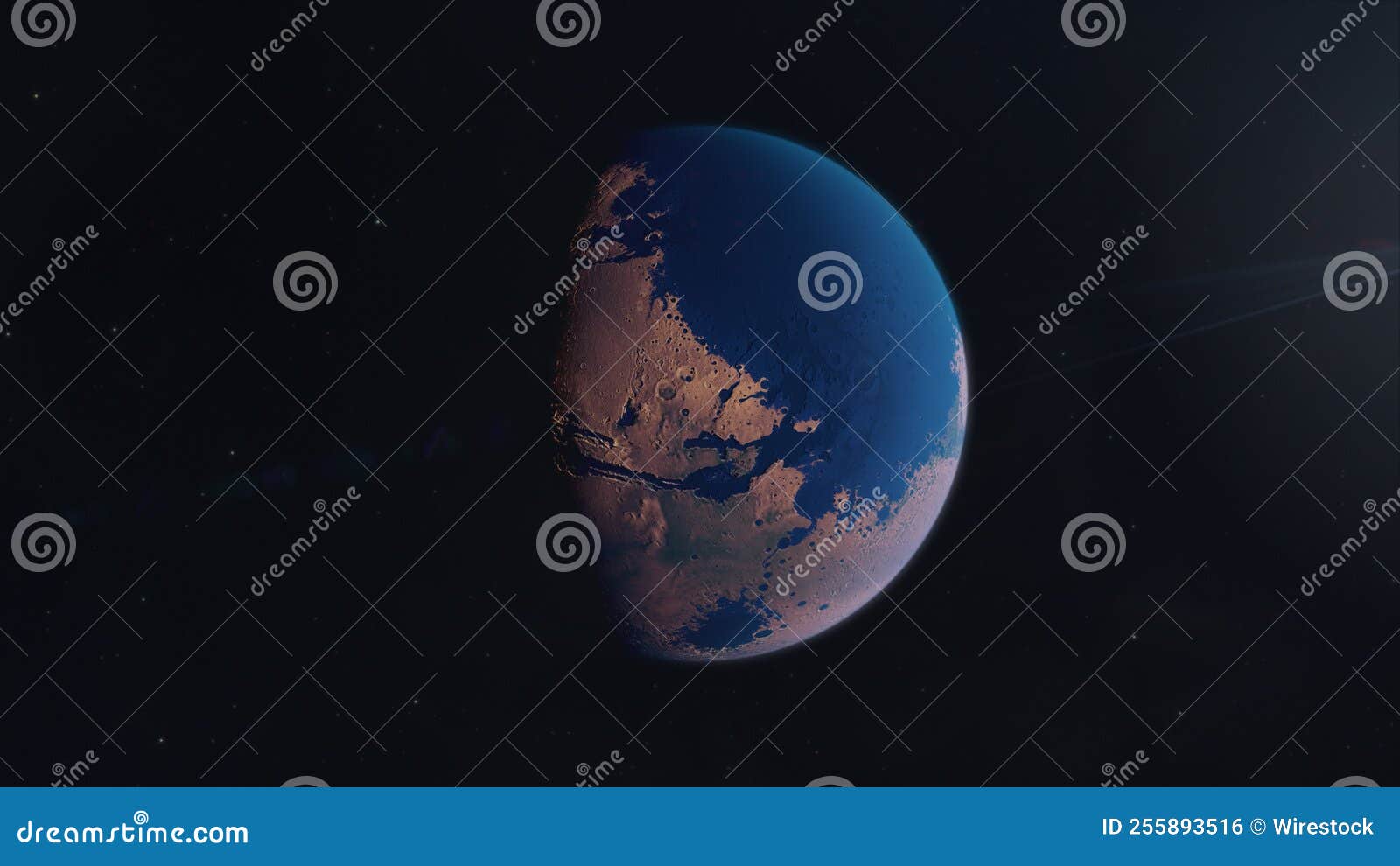 Beautiful View of Mars Terraforming with a Starry Sky Background Stock ...