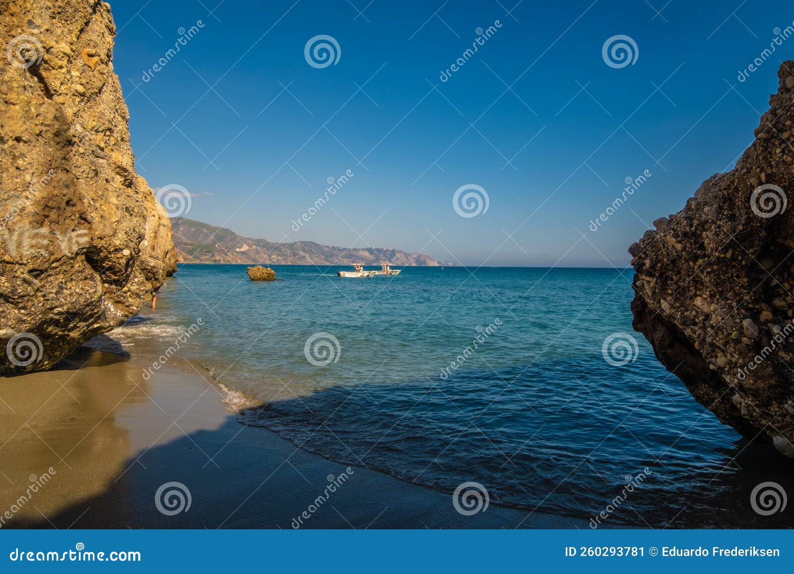 Beautiful View of the Mediterranean Sea through Rock Formations at ...